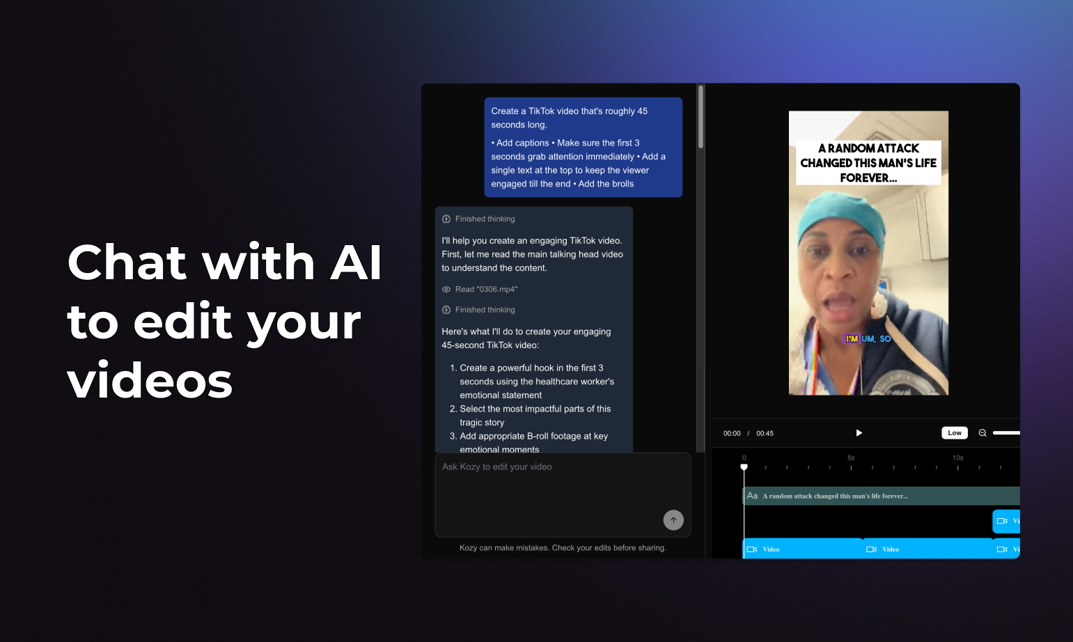 Kozy | Quality edits in seconds.